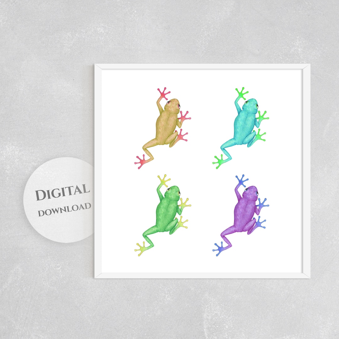 DIGITAL Download Watercolor Frog Print. Frog Wall Art. Instant Download ...