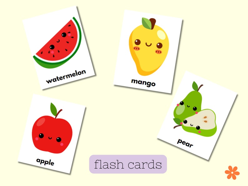 20 Fruits, Flash Cards, Flashcards, 3 Part Cards, Three Part Cards ...