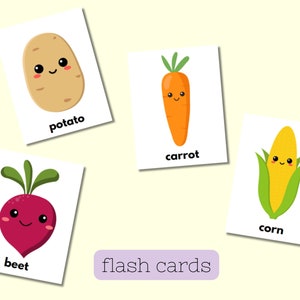 20 Vegetables, Flash Cards, Flashcards, 3 Part Cards, Three Part Cards ...