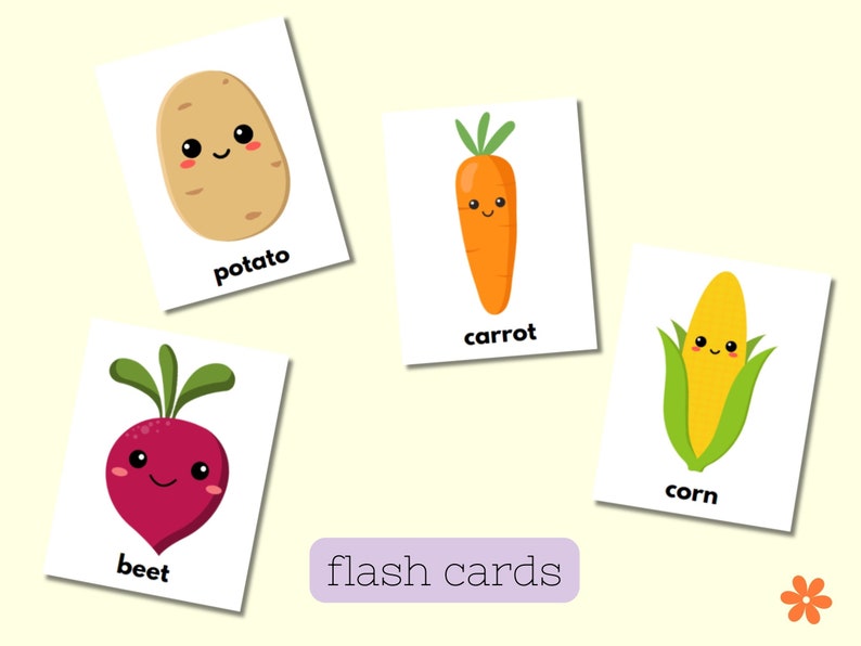 20 Vegetables, Flash Cards, Flashcards, 3 Part Cards, Three Part Cards ...
