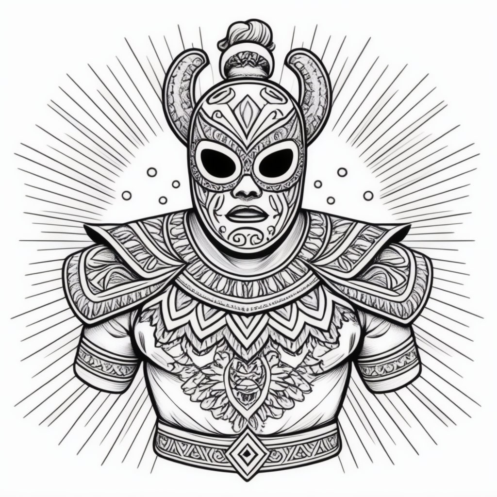 Lucha Libre Mexican Wrestling Fantasy Coloring Book 5 Pages Coloring ...
