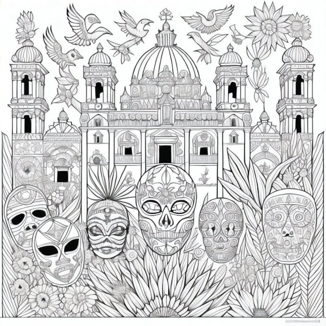 Mexican Masks Lucha Libre Mask Wrestling Fantasy Coloring Book 5 Pages ...