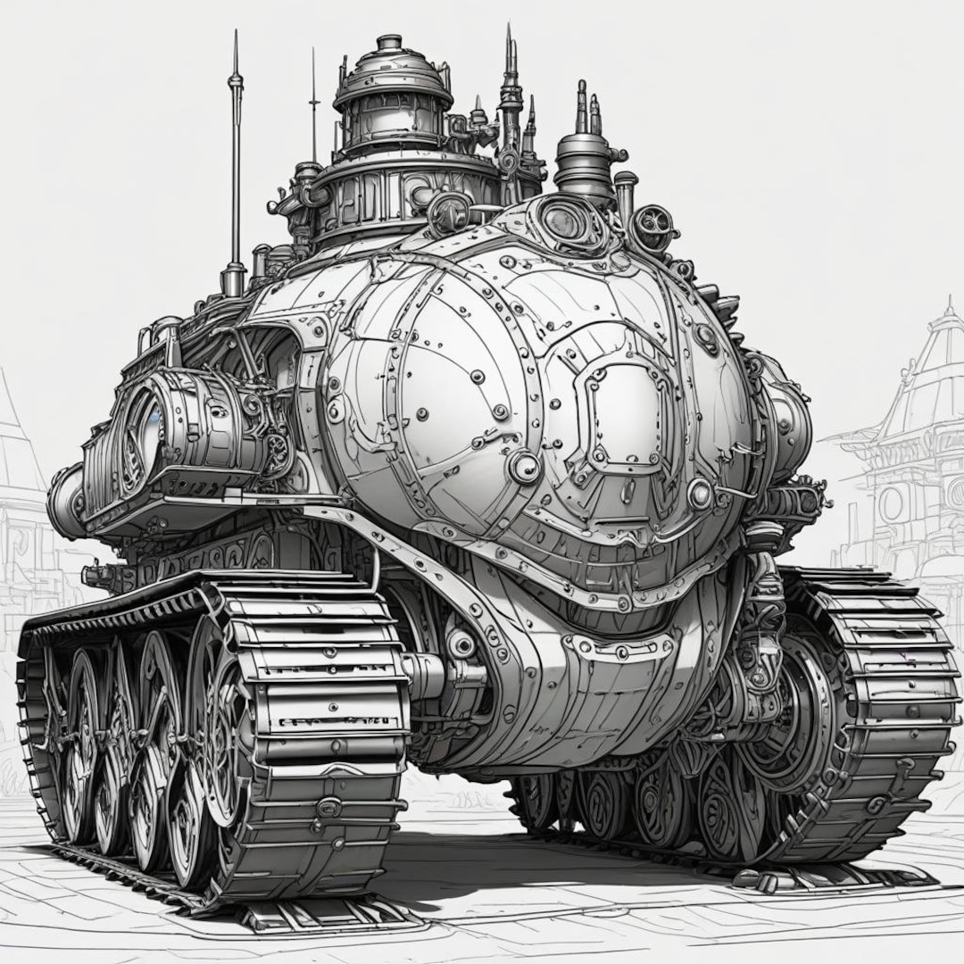 Giant Monster Tank Coloring Book 5 Pages Coloring Book Zombie Tank ...