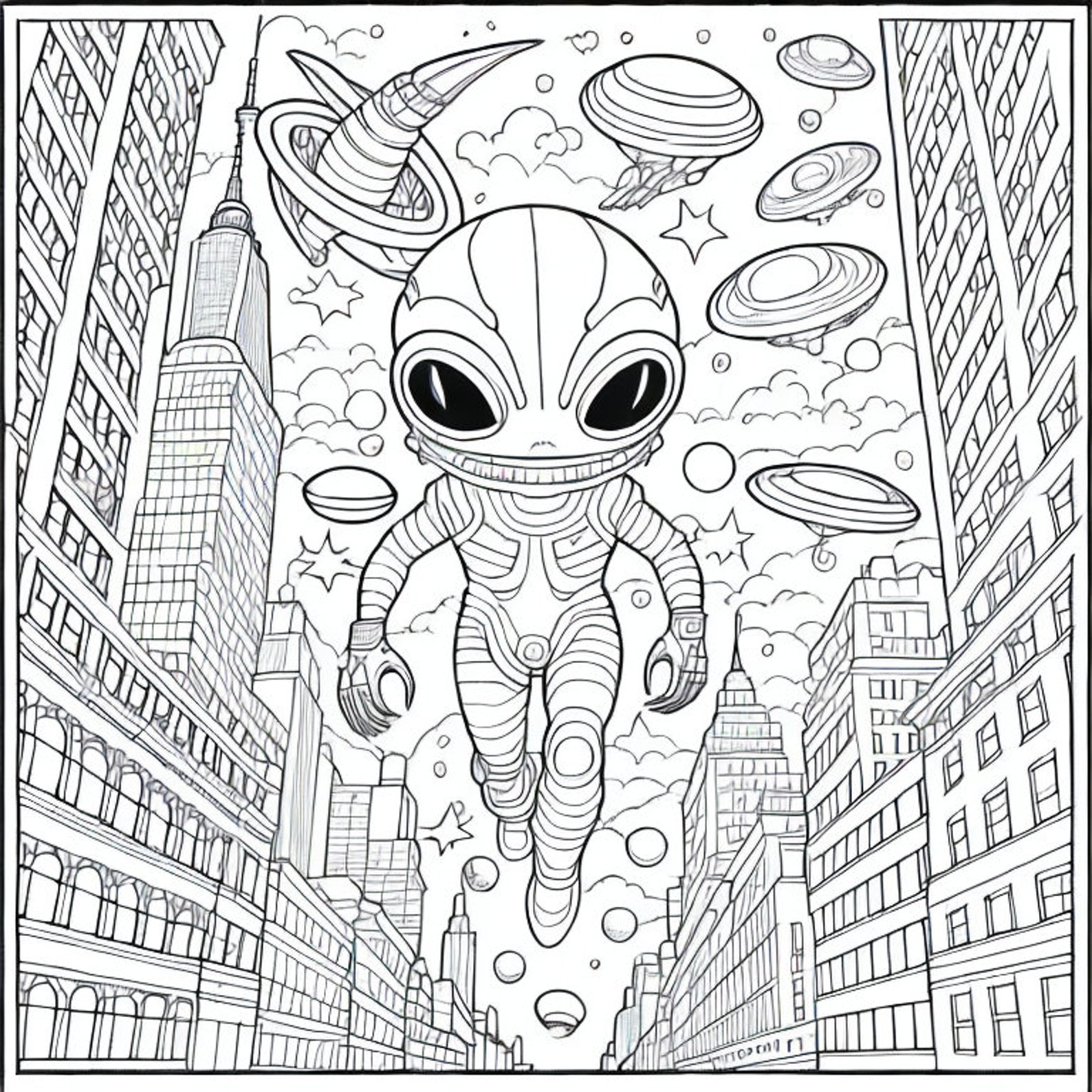Friendly Alien Invation Coloring Book 5 Pages Coloring Book Fantasy - Etsy