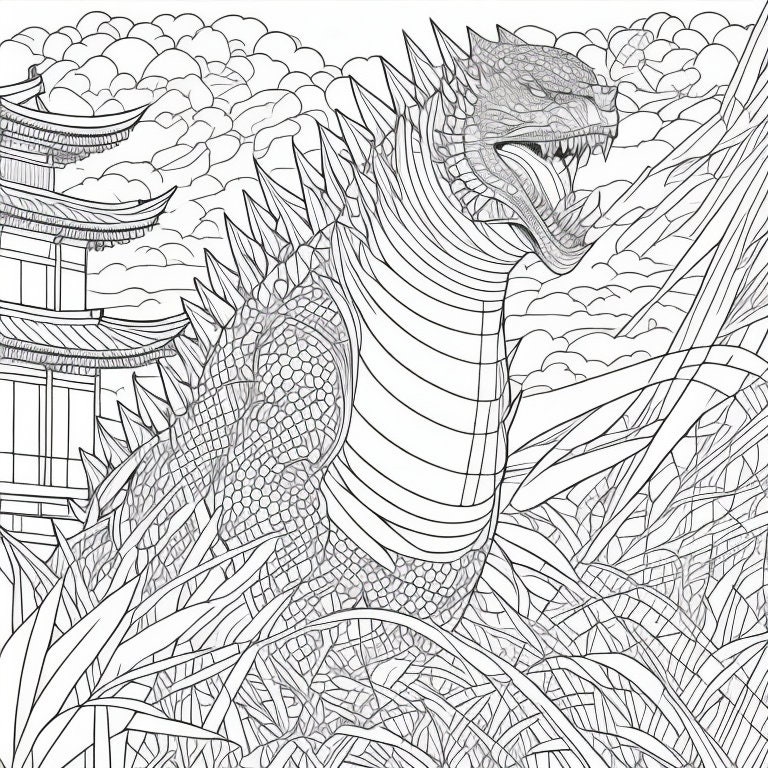 Giant Monster Zilla Coloring Book 5 Pages Coloring Book Fantasy Kaiju ...
