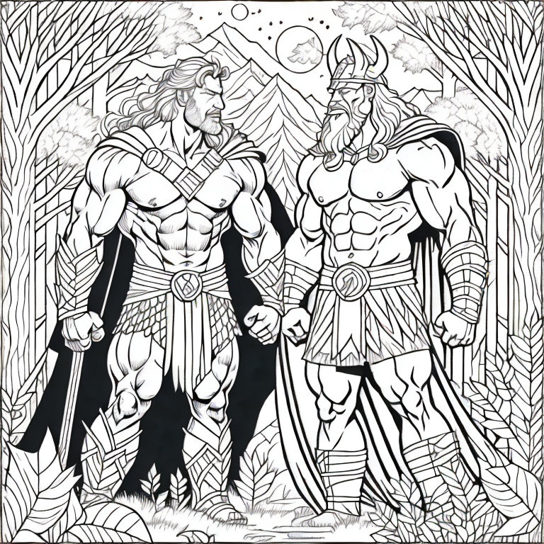Gods Fighting Coloring Book: Thor Vs Hercules (adult Coloring Book) - Etsy