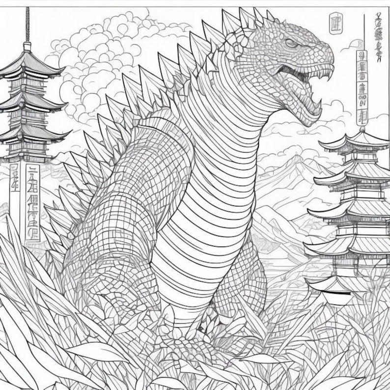Giant Monster Coloring Book, Zilla Kaiju Fantasy (printable) - Etsy