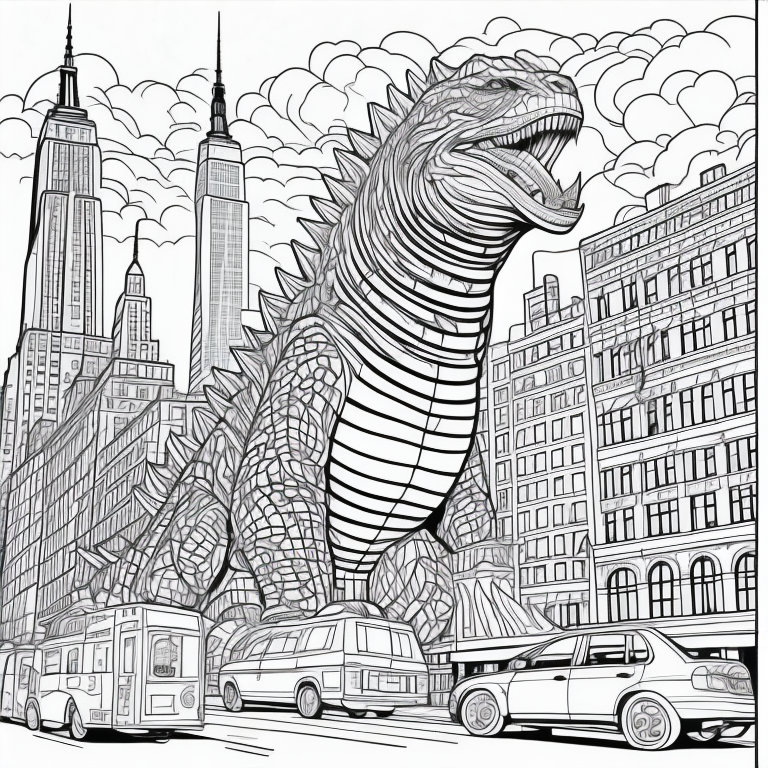 Kaiju Giant Monsters Coloring Book 5 Pages Coloring Book Fantasy ...