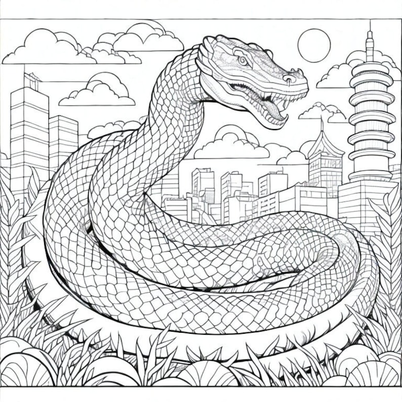 Giant Monster Coloring Book 5 Pages Coloring Book Fantasy Kaiju ...