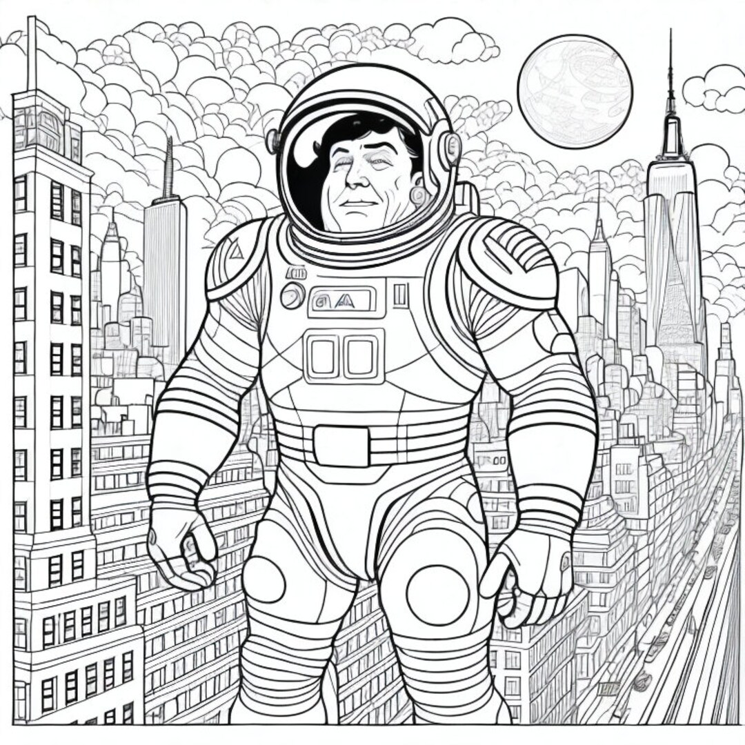 Spaceman in the Street Coloring Book 5 Pages Coloring Book Fantasy ...