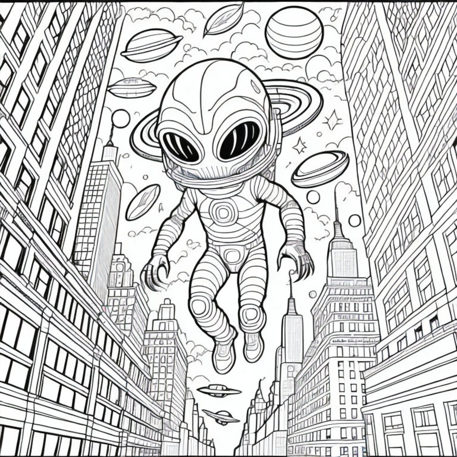 Friendly Alien Invation Coloring Book 5 Pages Coloring Book Fantasy - Etsy