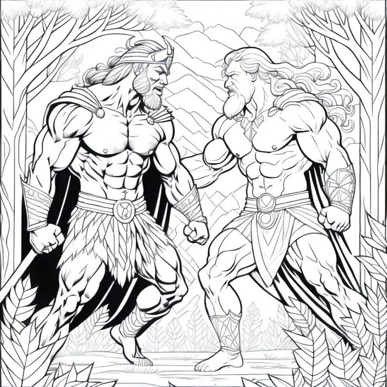 Gods Fighting Coloring Book: Thor Vs Hercules (adult Coloring Book) - Etsy