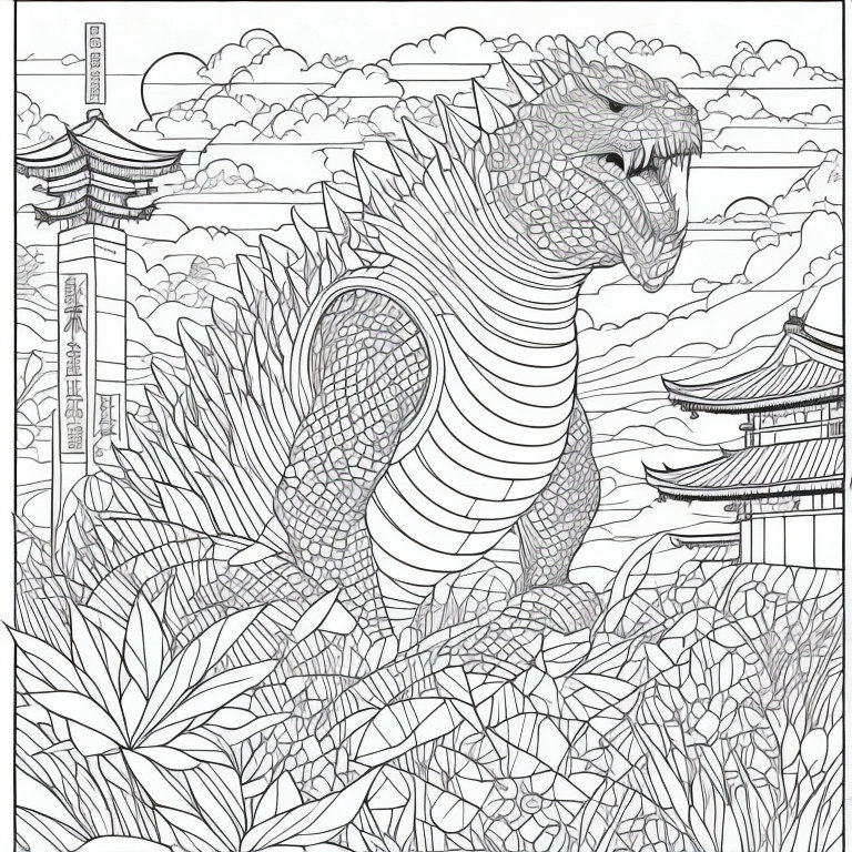 Giant Monster Zilla Coloring Book 5 Pages Coloring Book Fantasy Kaiju ...