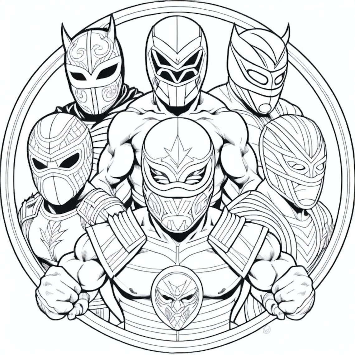 Lucha Libre Mexican Wrestling Fantasy Coloring Book 5 Pages Coloring ...