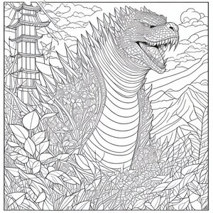 Giant Monster Zilla Coloring Book 5 Pages Coloring Book Fantasy Kaiju ...