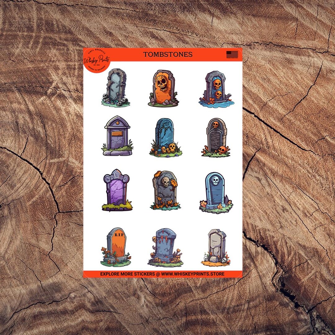 Tombstones Halloween Sticker Sheet, Halloween Planner Stickers ...