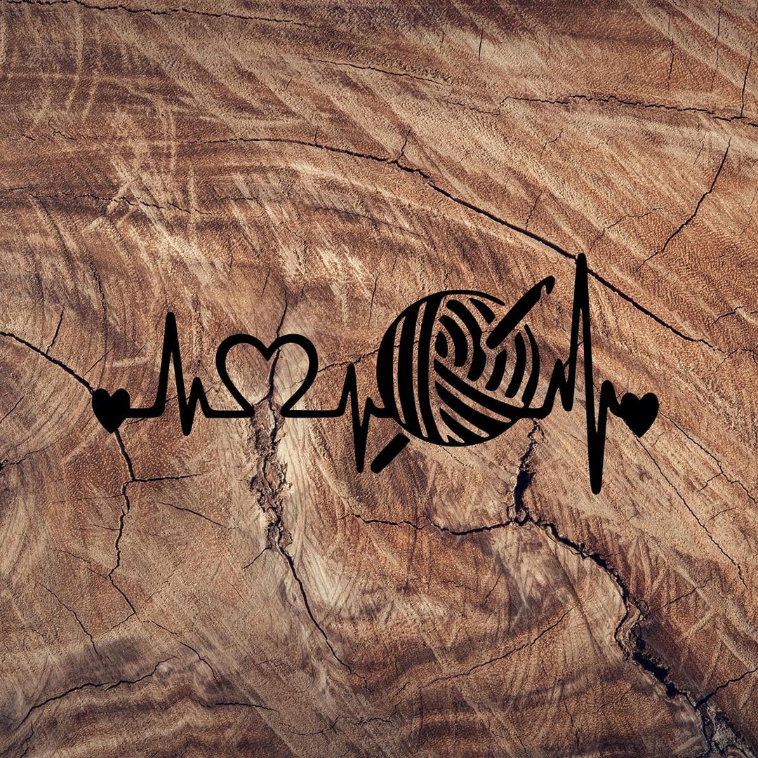 Crochet Hook Yarn Heartbeat, Lifeline Decal Sticker, Knitting, Sewing ...