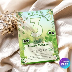 Birthday Party Invitation Template, Frog Themed Party Invite & Cupcake ...