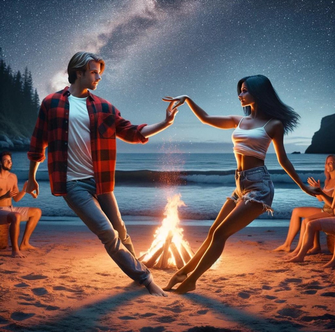 Bonfire Love Pt.4 Couples Art Print, Digital Art, Printable Wall Art ...