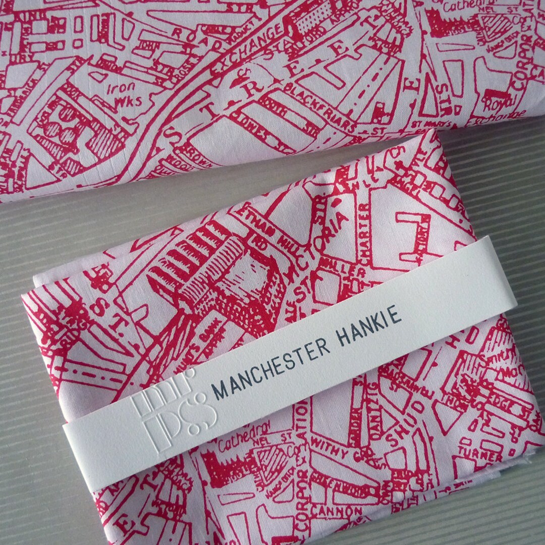 Manchester Hankie Screen Printed Vintage Map Handkerchief - Etsy