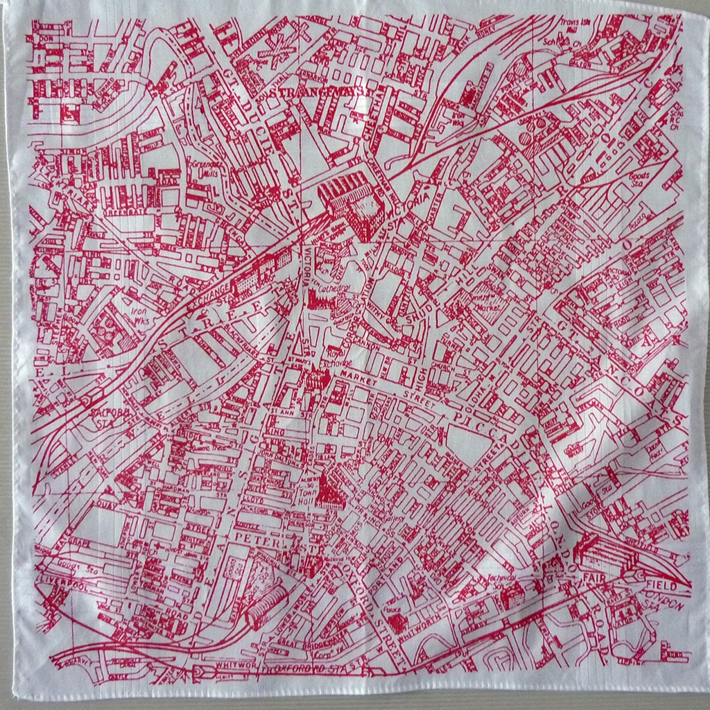 Manchester Hankie Screen Printed Vintage Map Handkerchief - Etsy