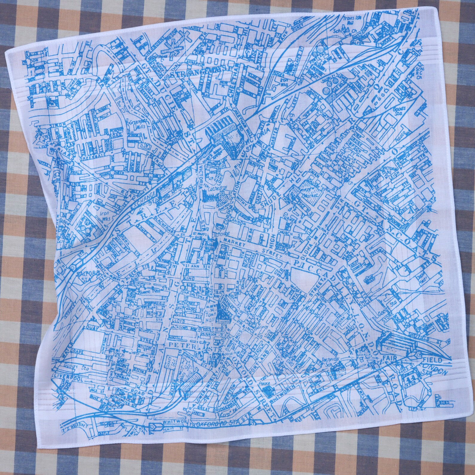 Manchester Hankie Screen Printed Vintage Map Handkerchief - Etsy