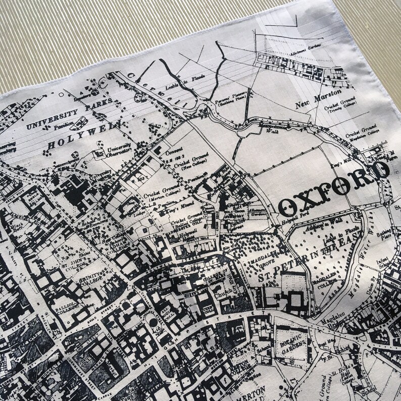 Oxford Hankie Screenprinted Vintage Map Handkerchief - Etsy