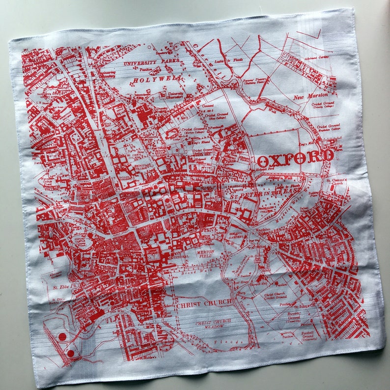 Oxford Hankie Screenprinted Vintage Map Handkerchief - Etsy