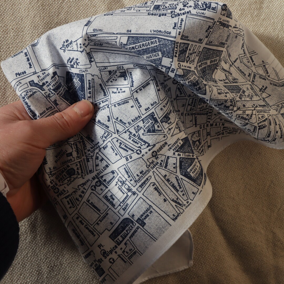 Paris Map Hankie Printed Cotton Handkerchief - Etsy