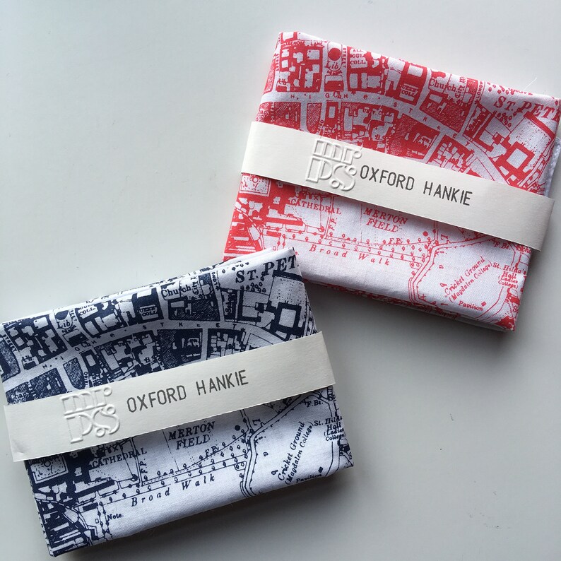 Oxford Hankie Screenprinted Vintage Map Handkerchief - Etsy