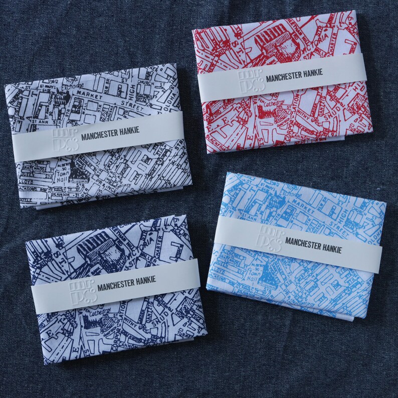 Manchester Hankie Screen Printed Vintage Map Handkerchief - Etsy UK