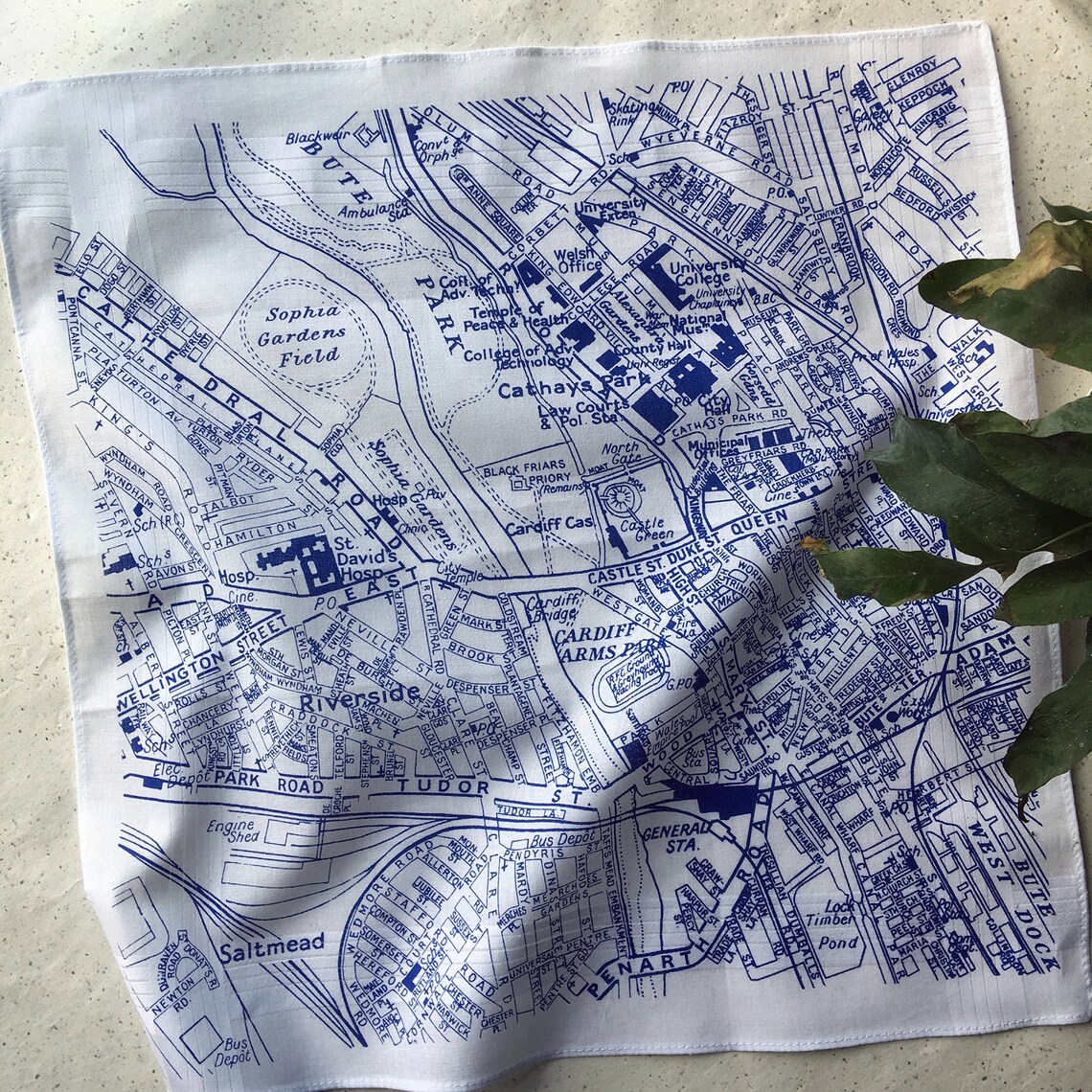 Cardiff Hankie Screenprinted Vintage Map Handkerchief - Etsy