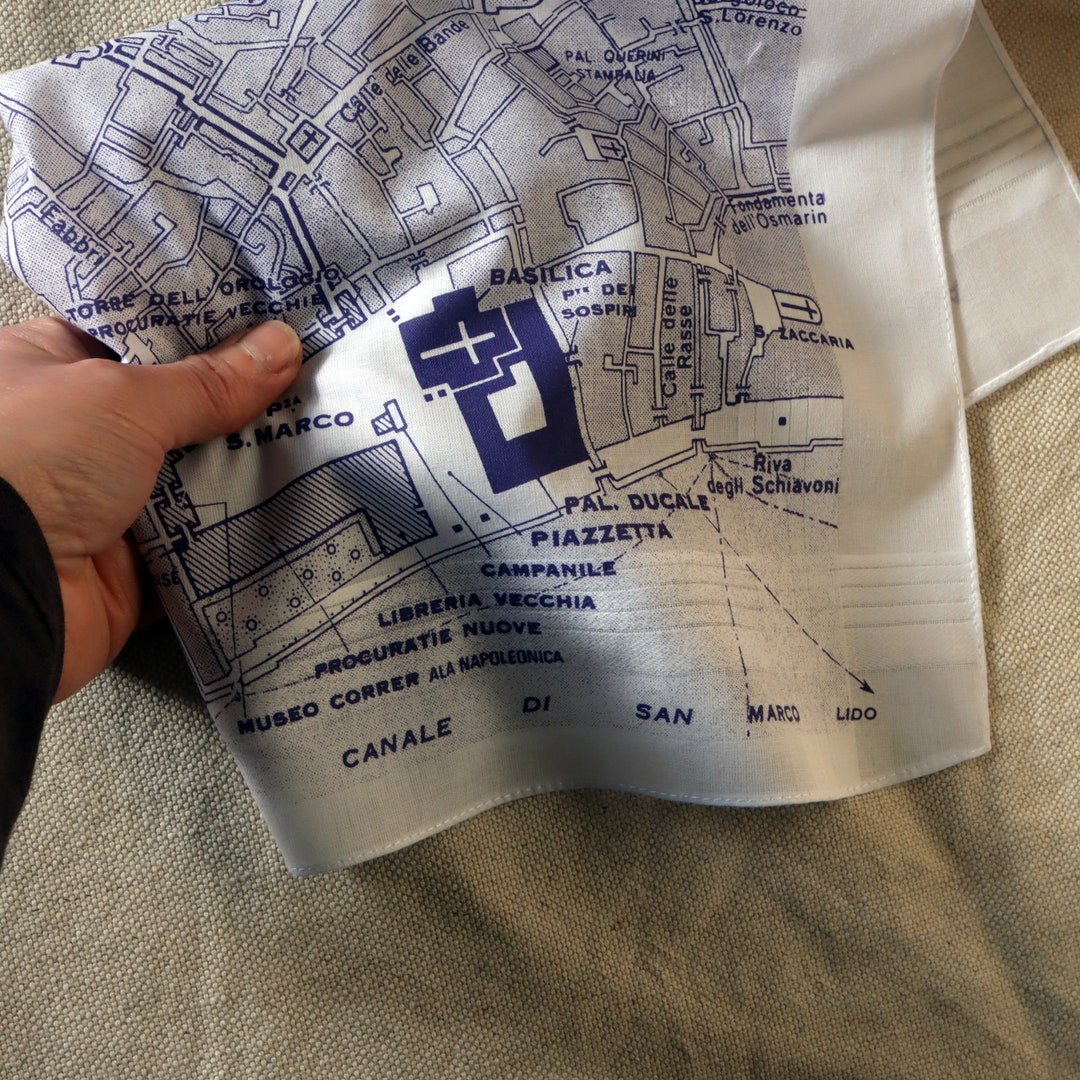 Venice Map Hankie Printed Cotton Handkerchief - Etsy