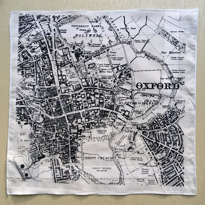 Oxford Hankie Screenprinted Vintage Map Handkerchief - Etsy