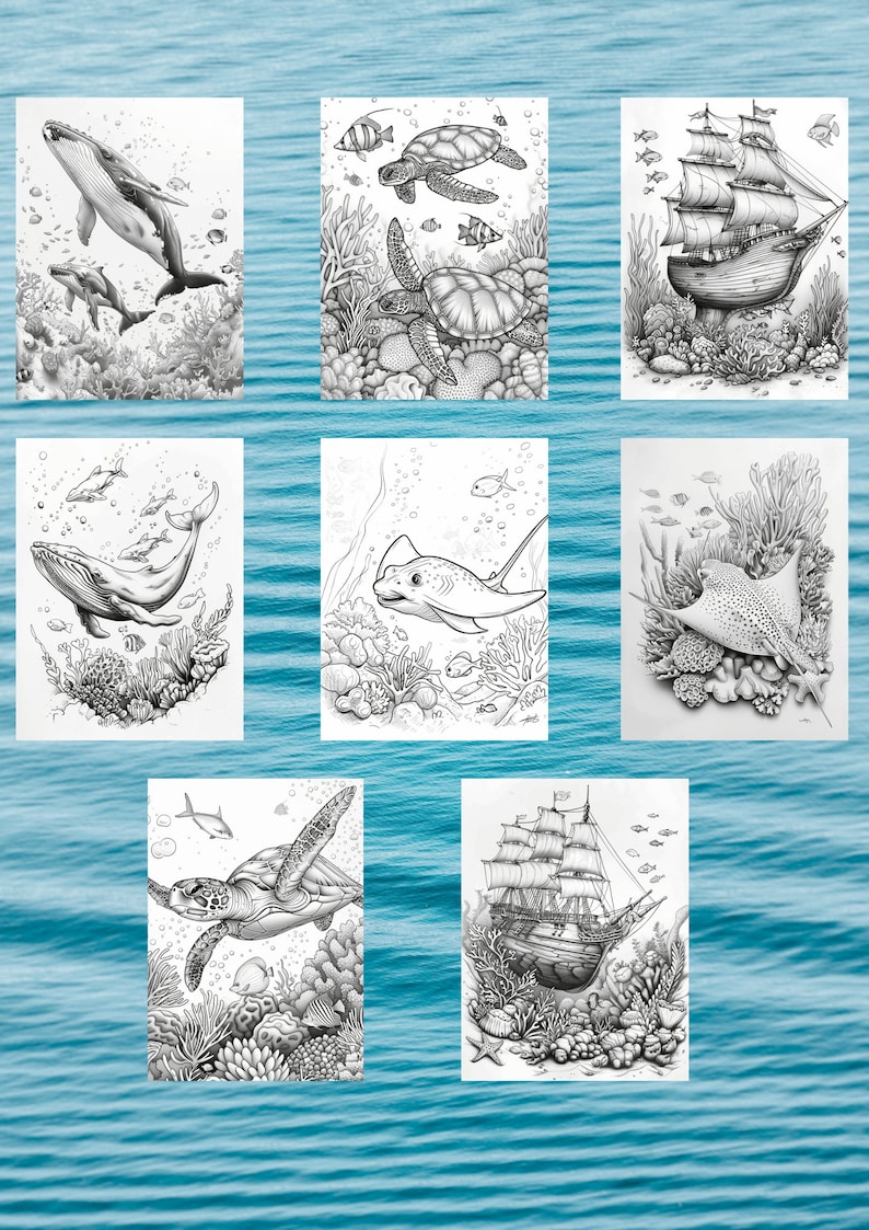 150+ Sea Creature Coloring Page - Adult and Kids Color Book, Ocean ...