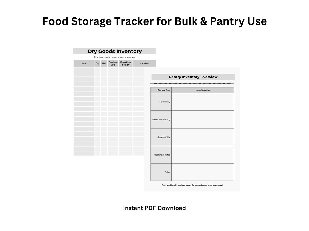 Pantry Food Storage Tracker Printable | Bulk & Homestead System | PDF ...