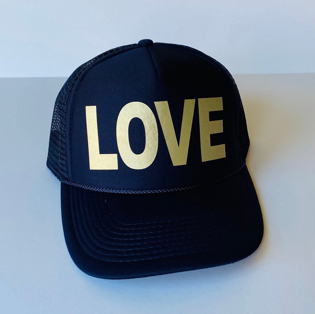 Love Trucker Hat With Gold Font - Etsy