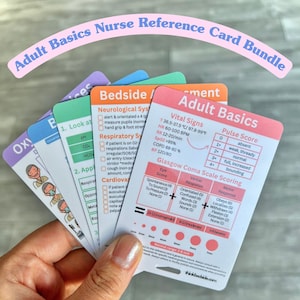 Adult Basics Nurse Reference Card Bundle/ Nurse Gift/ New Nurse ...