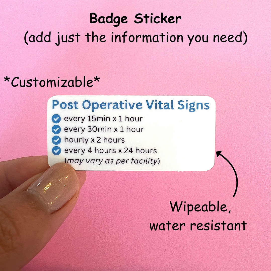 Sticker Badge Buddy/ Reference Sticker Nursing/ Surgery Nurse/ Post Op ...