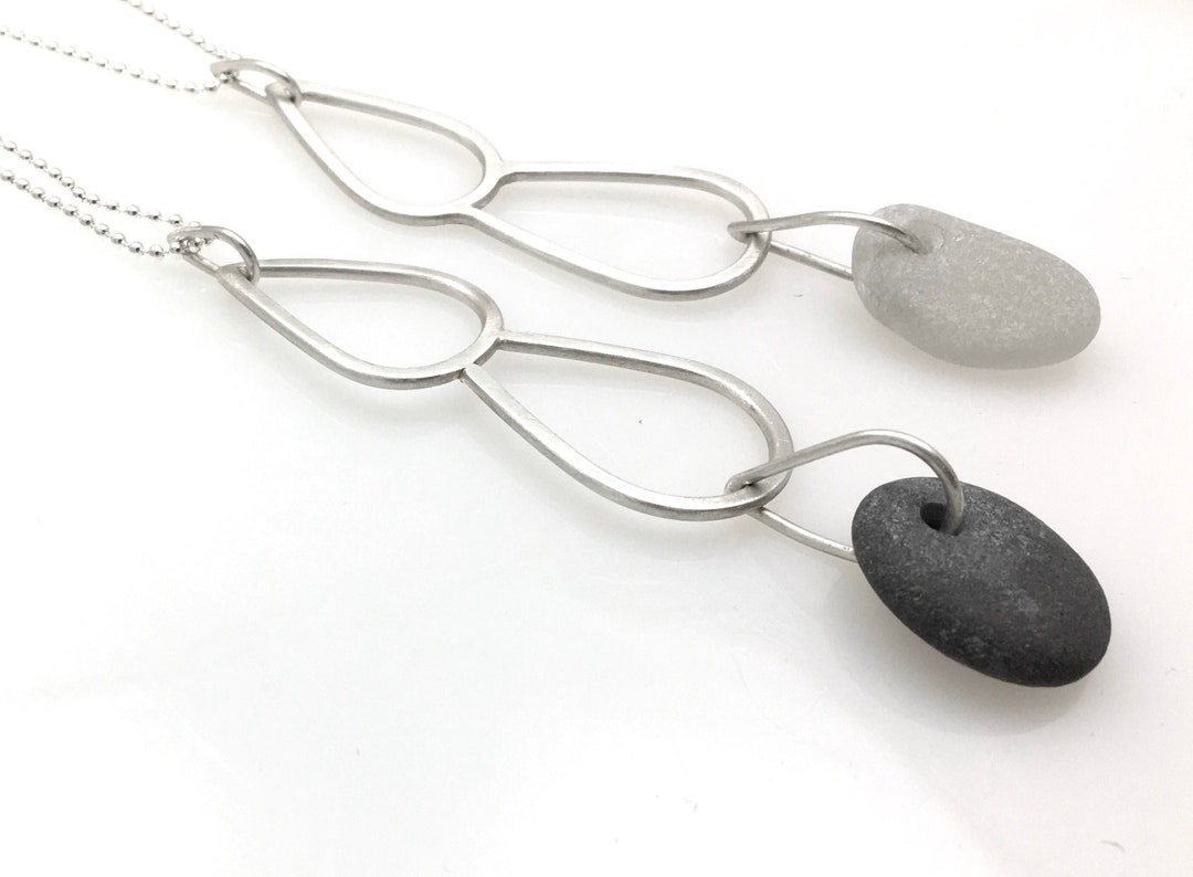 Stone or Beachglass Drip Pendant - Etsy