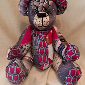 6) Necktie Patchwork Memory Bear - Etsy