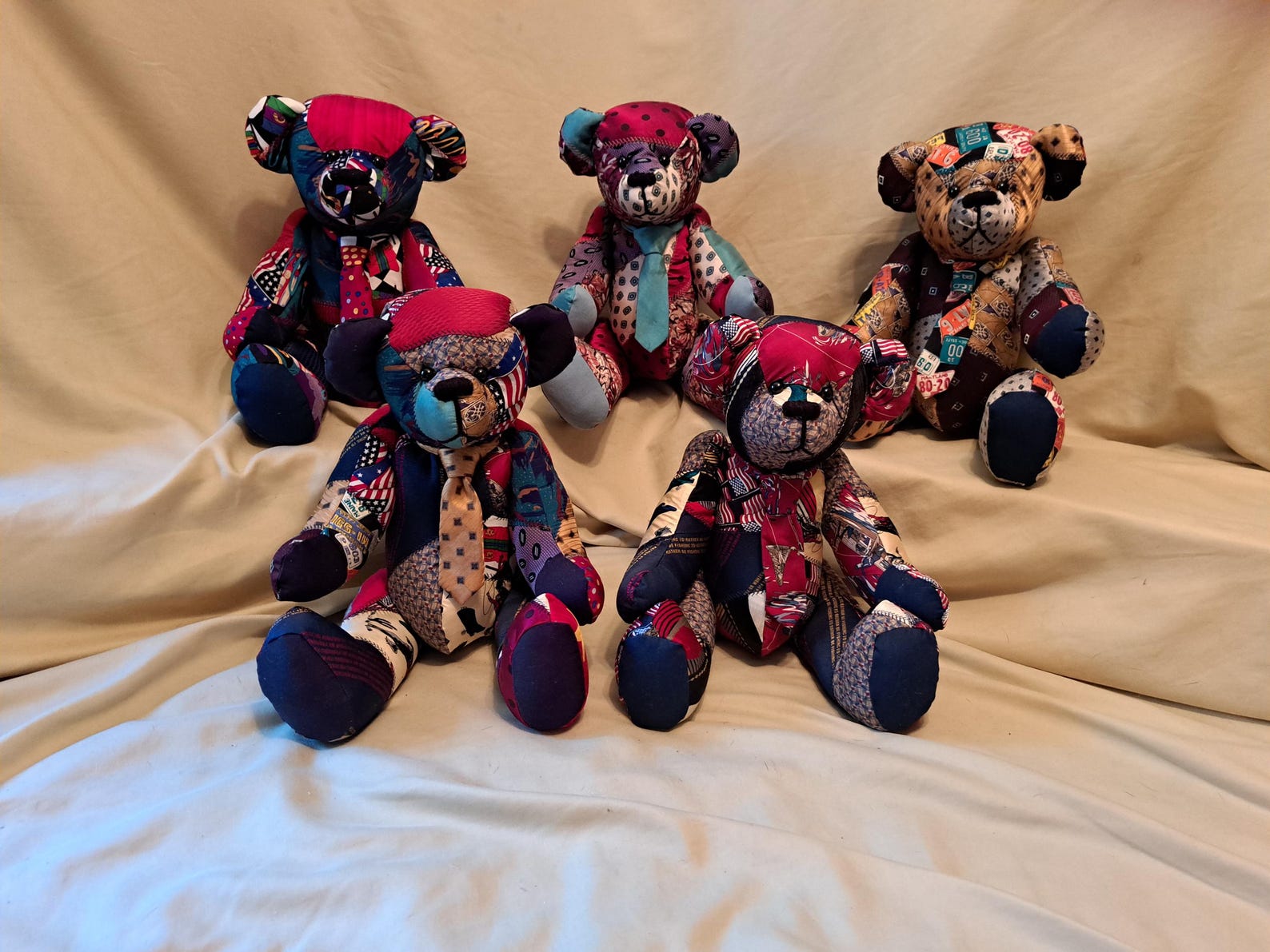 6) Necktie Patchwork Memory Bear - Etsy