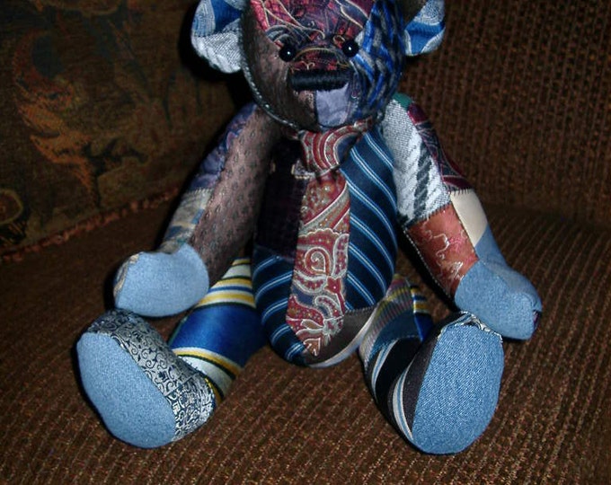 6 Necktie Patchwork Memory Bear - Etsy