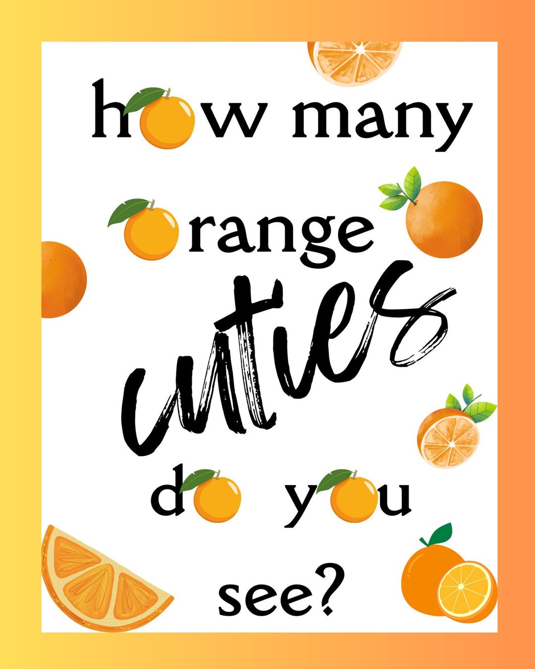 Guess How Many Orange Cuties Game, Baby Shower, Bridal Shower Game ...