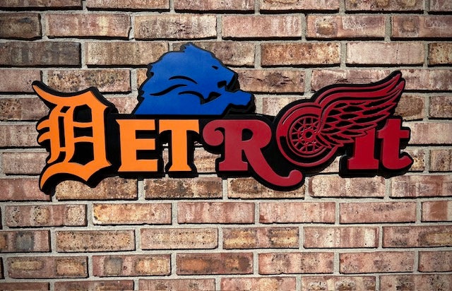 DETROIT Sports Sign Colorful-lions, Tigers, Red Wings Wall Art, Detroit ...