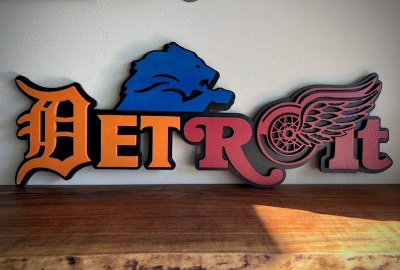 DETROIT Sports Sign-lions, Tigers, Red Wings Wall Art. Detroit Vs ...