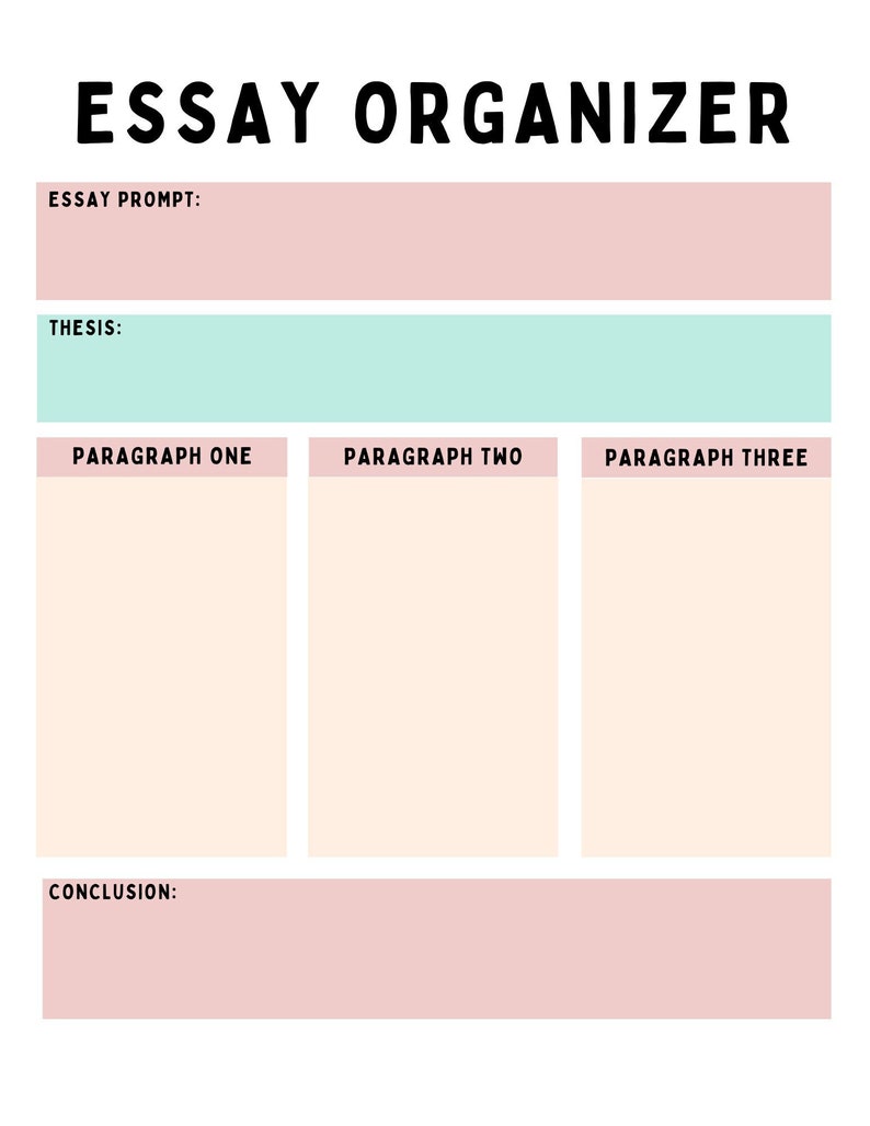 5 Paragraph Essay Organizer - Etsy