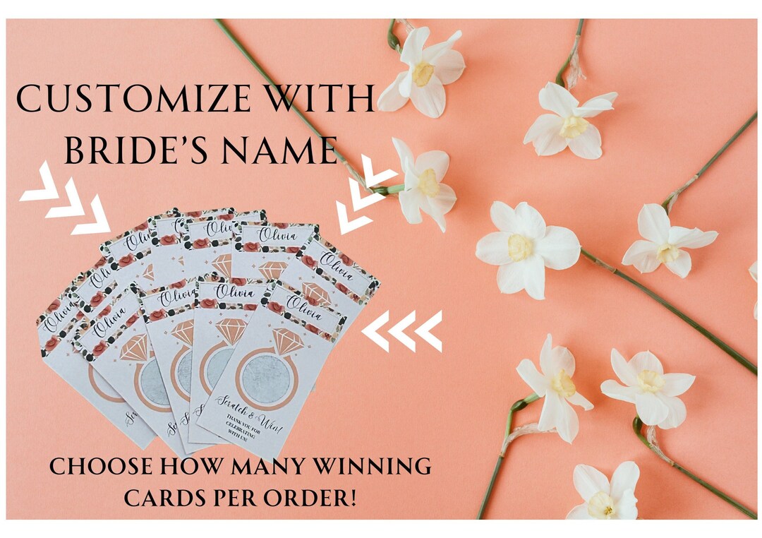 Bridal Shower Ring Scratch-off Game: Peach Floral, Customizable - Etsy