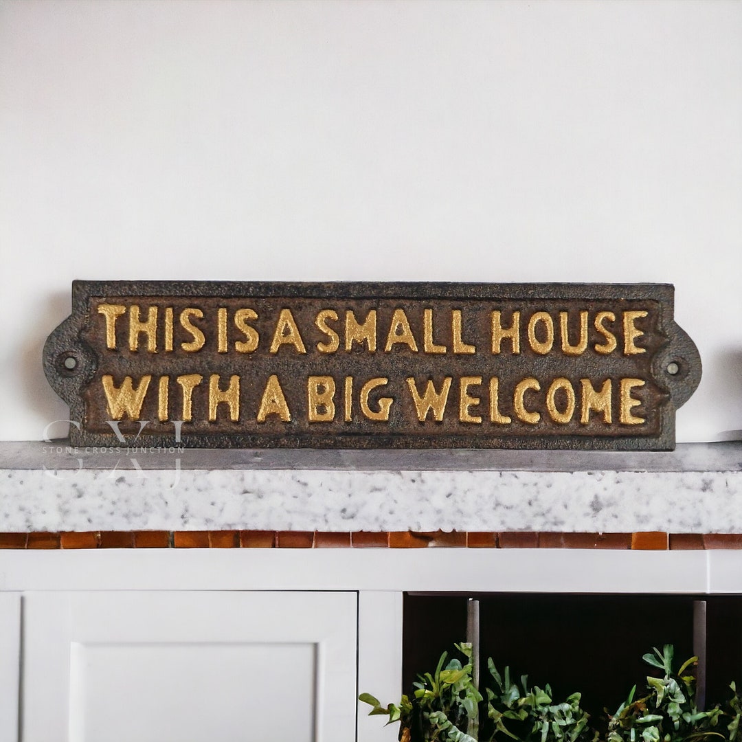 Cast Iron Small House Big Welcome Door Wall Decor Sign Rustic Brown - Etsy