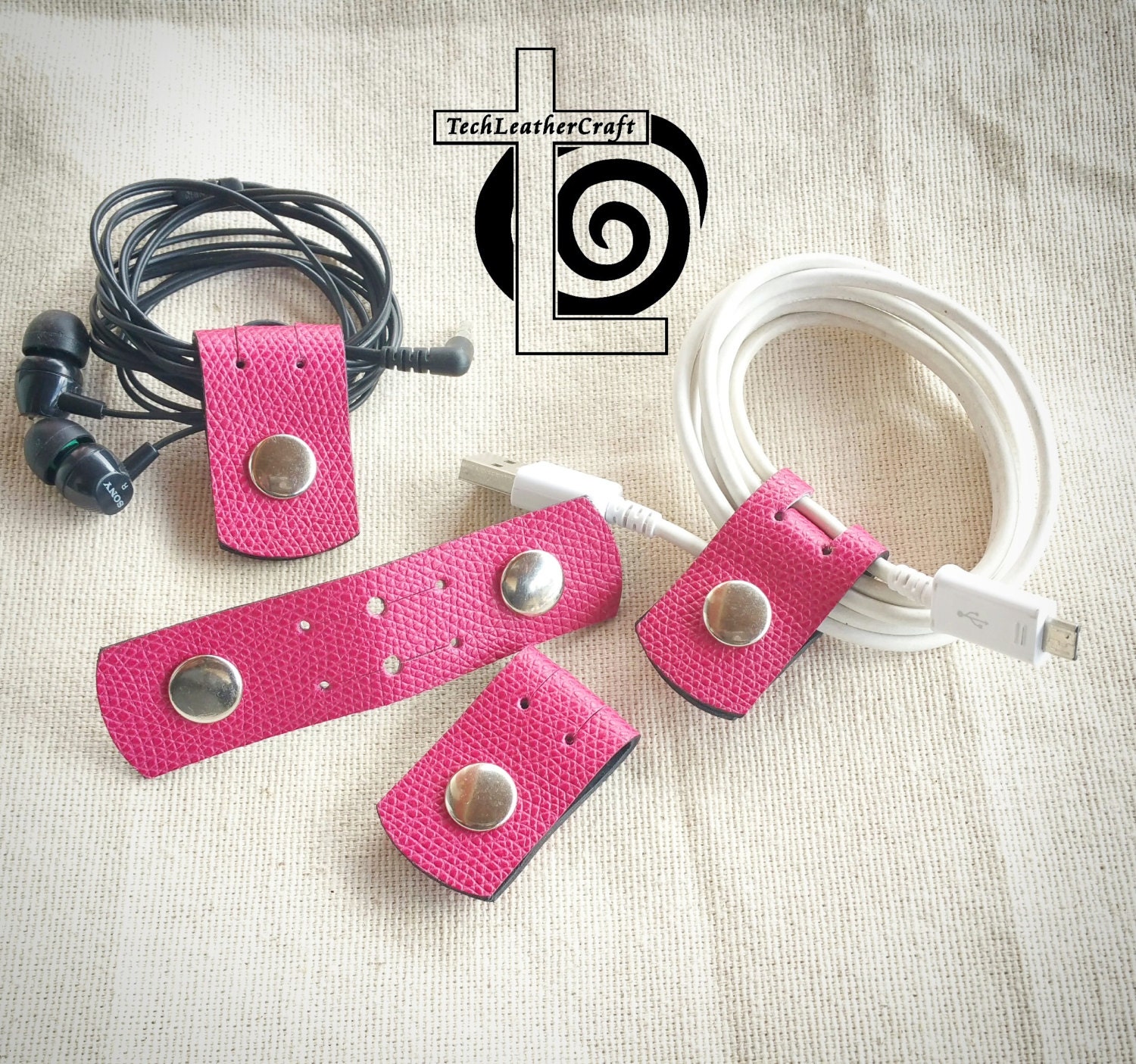 Leather Cord Cable Earbud Holder - Small and Light Cable or Earphone ...